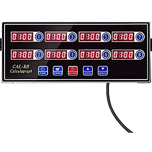 Professional Commercial 8 Channels Digital Kitchen Timer Loud Alarm for Restaurant Kitchen, Black