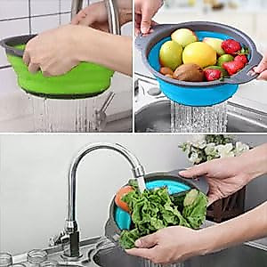3-Packs Strainers for Kitchen Colander with Handles 3 Size Collapsible Colander for Washing Draining Veggies Fruit Pasta
