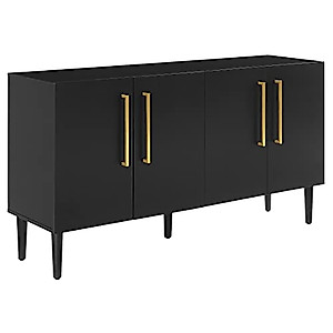 Crosley Furniture Everett Mid-Century Modern Sideboard, Matte Black
