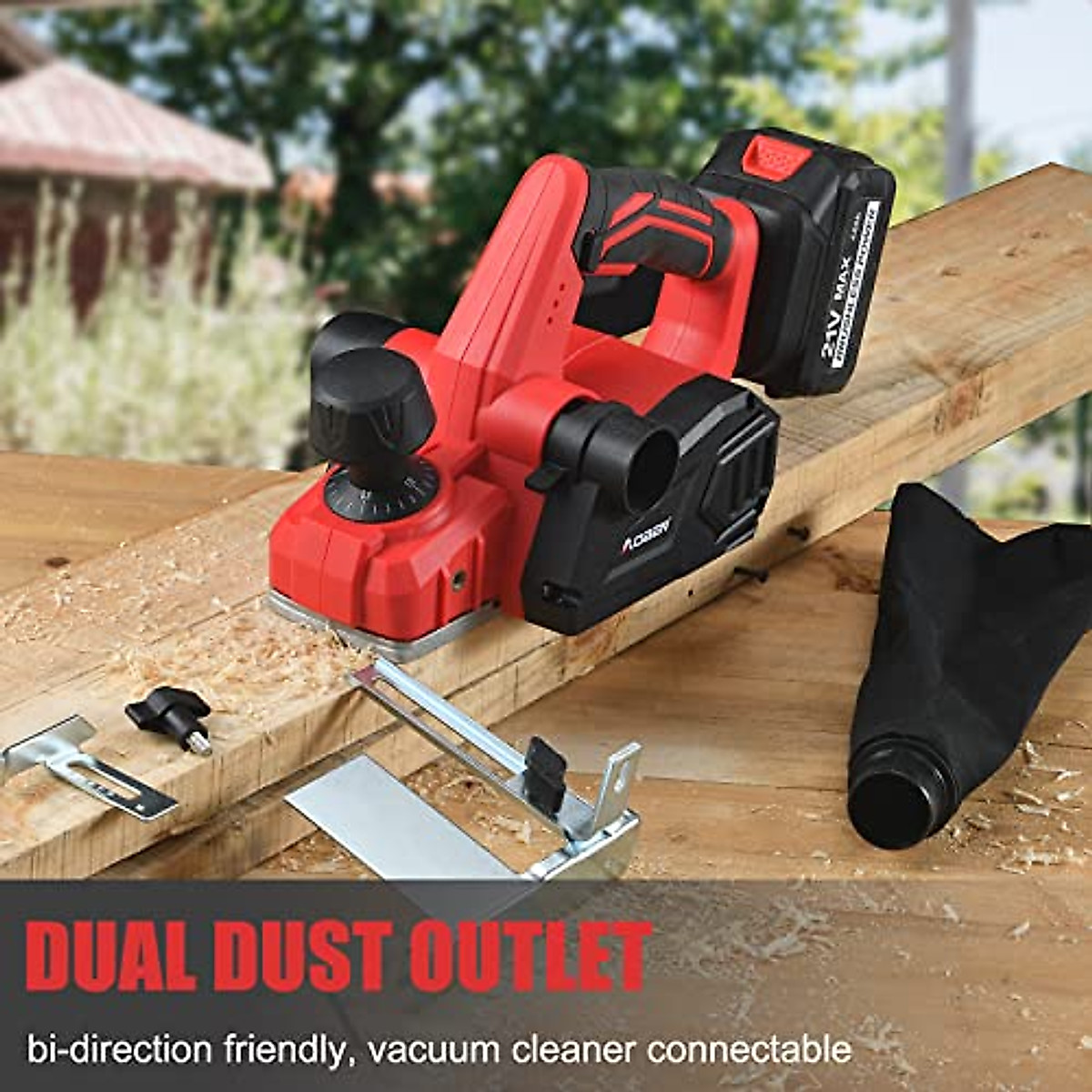 AOBEN Cordless Electric Hand Planer 21V, 16000Rpm 3-1/4-Inch Wood Planer, Li-ion Battery and Charger, Adjustable Planing Depth Power Planer for Woodworking Chamfer Home DIY