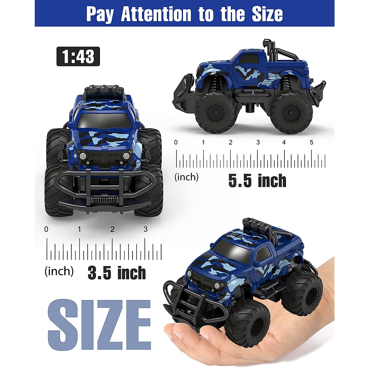 EHO Remote Control Car for Boys 3-5|4-7, Boys Toys Age 4-5 Racing Car with 2.4Ghz Monster Truck for Boys, 1/43 Mini Car Toy for 3 4 5 6 Years Old Boys Girls,Birthday Gifts Kids Toys