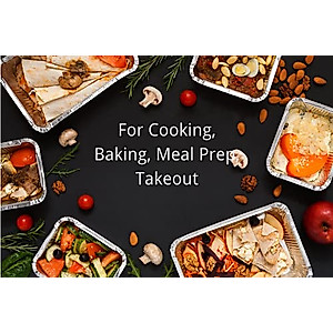 Aluminum Pans with Lids (50-Pack, 8.5"×6") 2.25 LB Capacity Foil Food Containers with Lids - 50 Pans and 50 Cardboard Covers - Disposable Tin Foil Pans - for Baking, Meal Prep and Freezer, Takeout