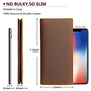 Kattee Men's Vintage Genuine Leather Long Wallet for Checkbook Credit Cards