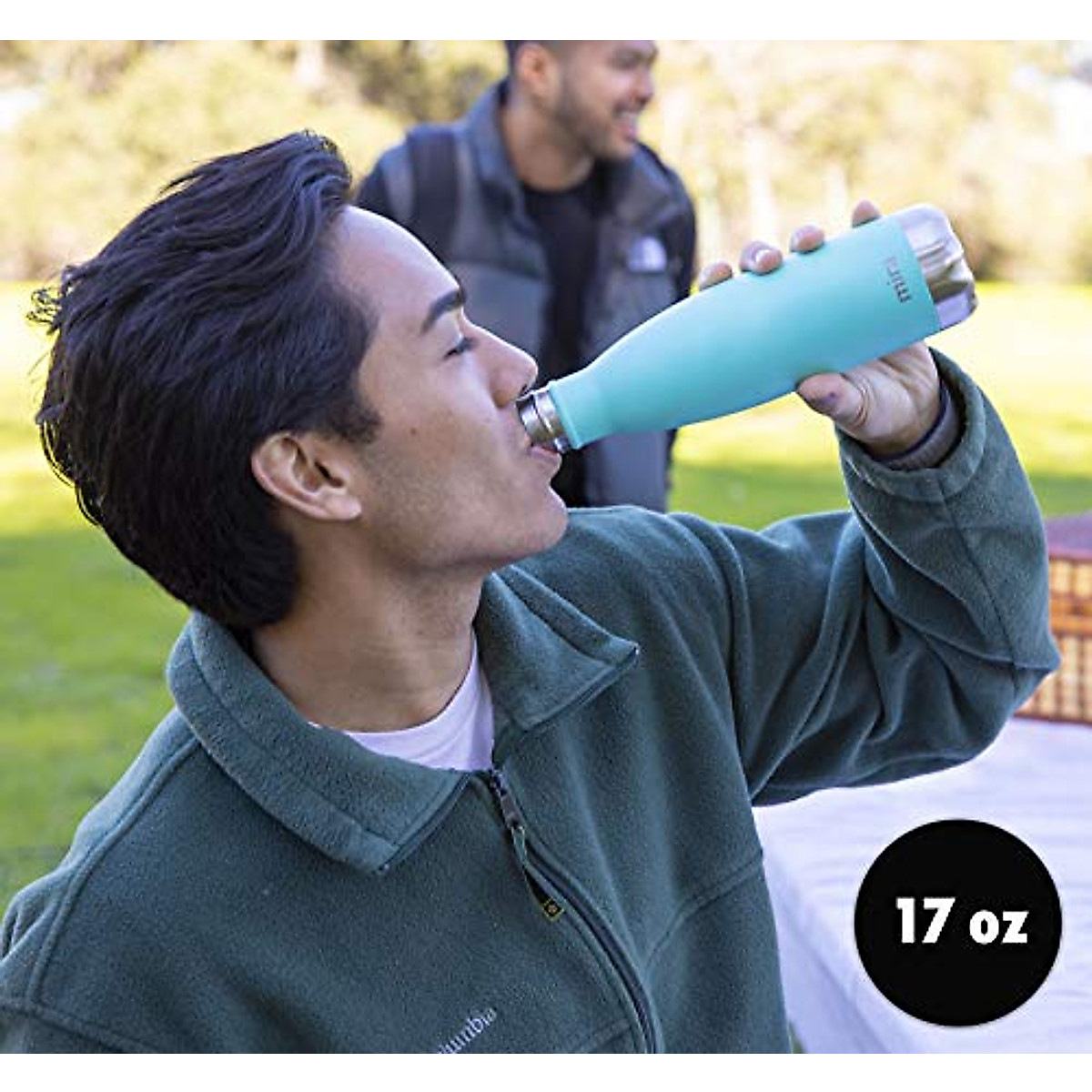 MIRA 17 Oz Stainless Steel Vacuum Insulated Water Bottle - Double Walled Cola Shape Thermos - 24 Hours Cold, 12 Hours Hot - Reusable Metal Water Bottle - Leak-Proof Sports Flask - Matte Black