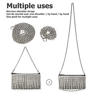 TUGONK Women's Glitter Crossbody Bags Rhinestone Clutch Purse with Tassel for Women Silver Crystal Bag