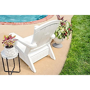 Suncast UV-Resistant Stylish Adirondack Outdoor Backyard Patio Chair with in-Seat Storage, White