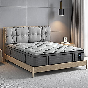 Slecofom 12 Inch Queen Mattress, Medium Firm Hybrid Queen Size Mattress in a Box, Pressure Relief Cool Gel Memory Foam, Breathable Knitted Cover, Pocket Spring with Motion Isolation, Fiberglass-Free