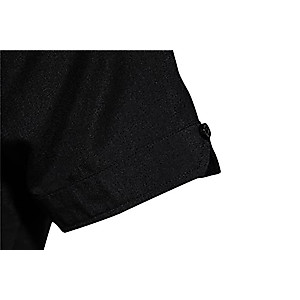 DELCARINO Men's Short Sleeve Button Up Linen Shirts Summer Casual Pocket Beach Shirts Black Small