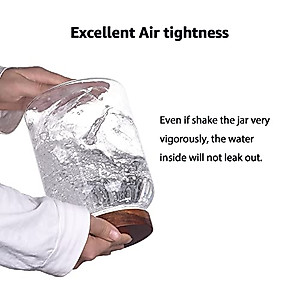 YUEJUM 42oz Unbreakable & Dishwasher Safe Plastic Apothecary Jar with Wooden Airtight Screw Top Lid, Food Storage Canister for Sugar, Tea, Spices, Coffee, Cookie, Candy Containers