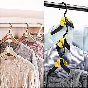 40 Pcs Double-Sided Clothes Hanger Connector Hooks Closet Space-Saving Hanger for Organizing Clothes, Yellow/Black