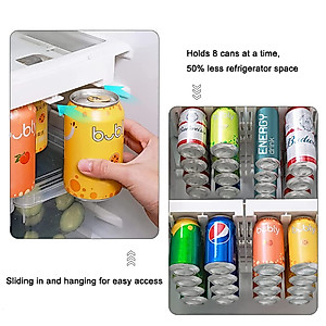 Hanging Soda Can Organizer for Refrigerator, Adjustable Suspended Cans Storage Rack, Stacking Pop Can Dispenser for Fridge, Beer Drink Holder for Fridge Freezer, Beverage & Canned Food Organizers