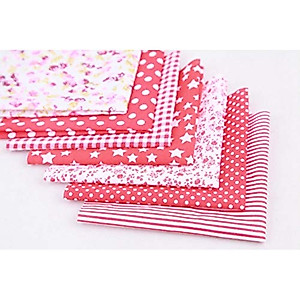 BESPORTBLE Quilted Sheets 7pcs Craft Felt Fabric Sheets Flower Printed Cotton Fabric Squares Floral Patchwork Squares for DIY Sewing Craft Farmhouse Decoration 50cm Red Cotton Bed Sheets