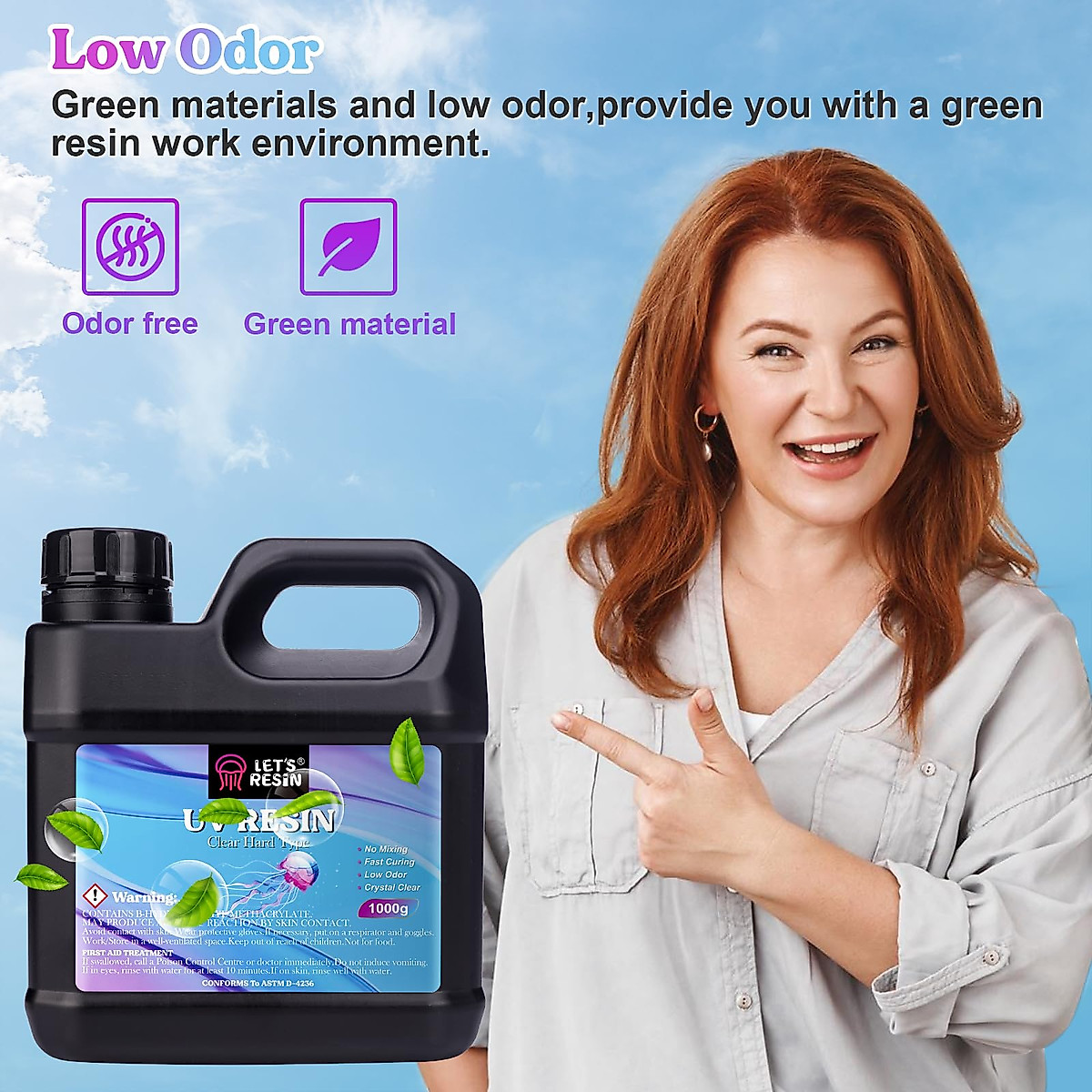 LET'S RESIN UV Resin, Upgraded 1,000g Crystal Clear UV Resin Hard, Low Odor Ultraviolet Epoxy Resin, UV Light Cure Solar Sunlight Activated Glue for Jewelry, Craft Decoration