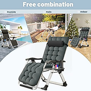 Slsy Zero Gravity Chair, Reclining Lounge Chair with Removable Cushion & Tray for Indoor and Outdoor, Patio Recliner Folding Reclining Chair