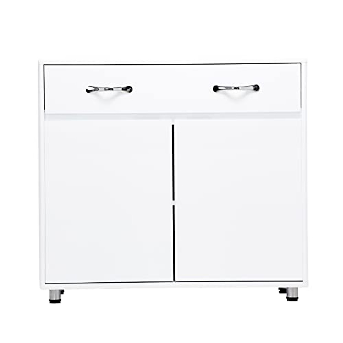 Recaceik Kitchen Buffet Storage Cabinet, Sideboard Cabinet with 2 Doors & 1 Large Drawers Modern Simple Wood Buffets & Sideboards for Dining Room Kitchen Entryway Console Side Tables (White)