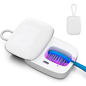 Toothbrush Covers, Portable Toothbrush Holder with Cleaning Light, Rechargeable Travel Toothbrush Box Case with Holder for Household and Travelling or Business Trips （White）