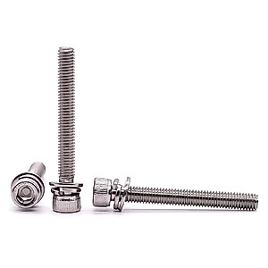M5 x 40mm 30 PCS Socket Head Cap Screws with Flat Washer and Lock Washers, 304 Stainless Steel 18-8, Bright Finish, Full Thread, DIN912