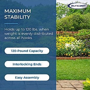 Suncast V748 48.75 x 4.25 x 5.5 inches Inch Wall Stud Mounted Garden Long Handled Tool Hanger Organizer for Garage or Storage Space, Platinum