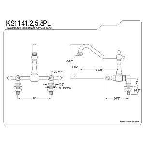 Kingston Brass KS1141PL Heritage Bridge Kitchen Faucet, 8-3/4-Inch, Polished Chrome