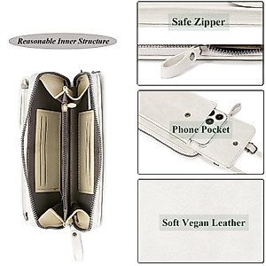 DIVCIDLC Small Crossbody Bag Cell Phone Purse Wallet Mini Shoulder Bag Wristlet Card Clutch Handbag for Women with Credit Card Holder Slots, Offwhite