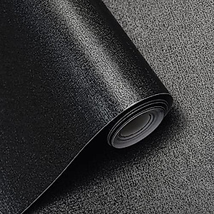 Black Contact Paper Peel and Stick Wallpaper for Bedroom Contact Paper for Cabinets Removable Wallpaper Self Adhesive Solid Black Wallpaper for Bathroom Waterproof Wall Covering Shelf Liner17.3 x78.7