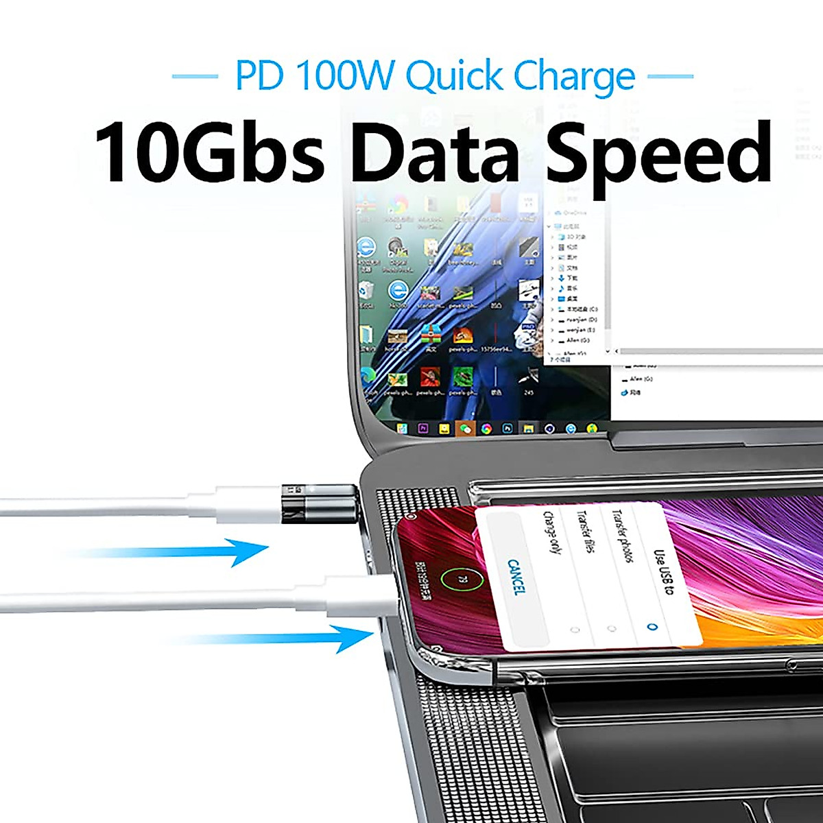 aucon USB C Magnetic Adapter 24 pin Straight 2 Pack PD 100W Fast Charging 10Gbs Data Transfer USB3.1