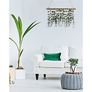 MOVNO Eucalyptus Wall Hanging Decor - Artificial Cute Boho Wall Decor, Fake Eucalyptus Leaves Greenery with Wooden Stick for Living Room, Office, Nursery, Kitchen, Bedroom Wall Farmhouse Decoration-B