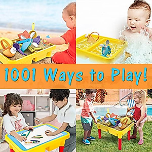 SOWOW Sand and Water Table for Toddlers – 3in1 Indoor & Outdoor Water Table for Kids – Portable Baby Water Table with Cover and Toddler Beach Toys – Sensory Bin Table for Babies & Toddlers