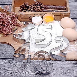 Xoutuo 9 Pieces 3 inch Large Number Cookie Biscuit Cutters 9 Piece Set, Stainless Steel Numbers Cutter Kitchen Baking Tool for Spelling the Numbers Birthday or Anniversary