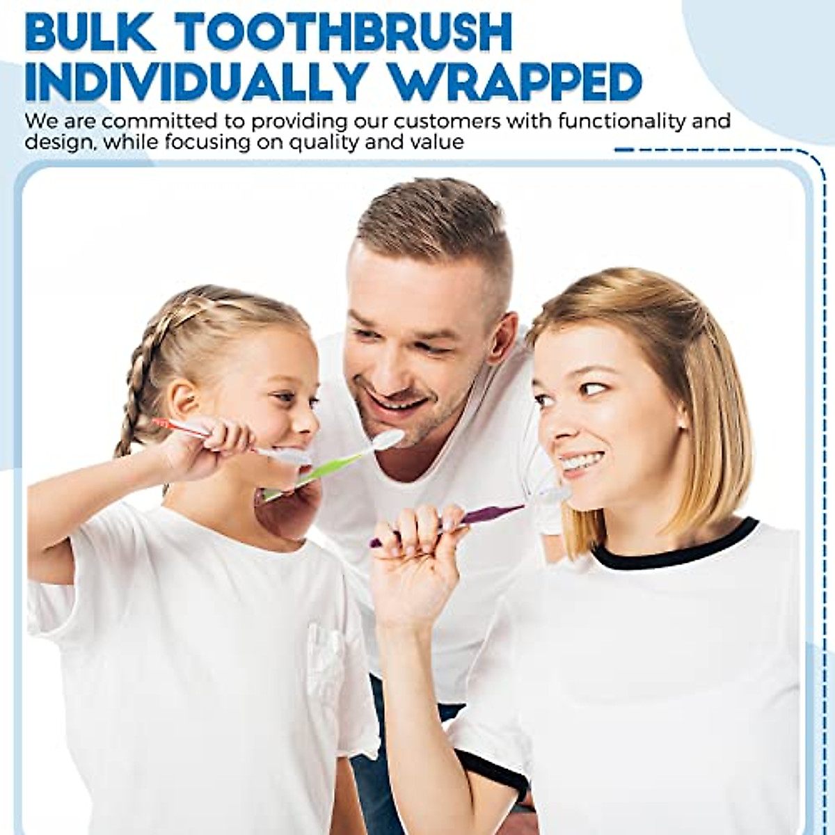 Disposable Toothbrush Toothbrushes Bulk Individually Wrapped Toothbrush Travel Tooth Brush Multi Color Tooth Brush for Hotels Guests Charity Church Homeless Kids Adult (100 Pieces)