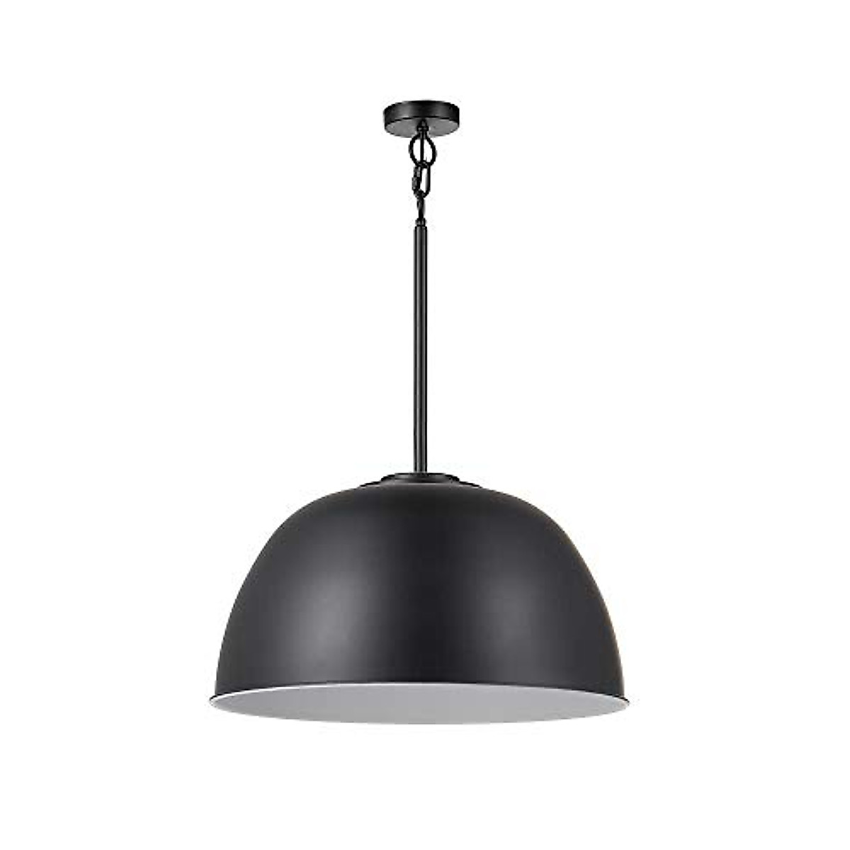 Globe Electric 66006 Warren 1-Light Pendant Light, Matte Black, White Interior, CEC Title 20 LED Bulb Included