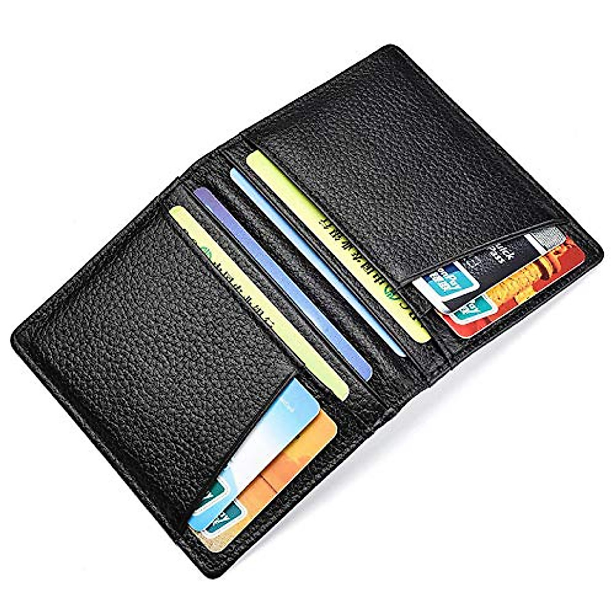 Dorras Front Pocket Minimalist Leather Slim Wallet, Bifold Credit Card Holder With ID Window