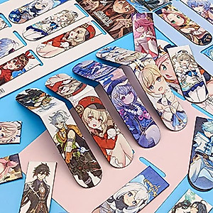 Anime Bookmark Magnetic Bookmark 18pcs Anime Gifts Anime School Supplies Anime Merch Anime Stuff (Yuan bookmarks-18pcs)