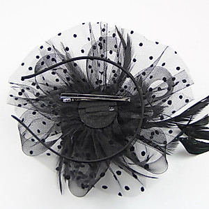 Cocktail Fascinator Hat 20s Pillbox Tea Party Hat Wedding Headwear Kentucky Derby Hats for Women(Black)