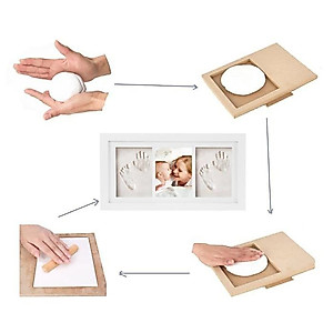 Baby Handprint & Footprint Picture Frame Kit, Pure Vie Gorgeous Keepsake Frame with Clay Imprint Kit - Memorable Keepsakes Gift for New Born Baby Shower or Christening Gift, Toddlers Birthday Presents