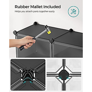 SONGMICS Shoe Rack, 8 Cubes Shoe Organizer with Doors, 32 Pair Plastic Shoe Storage Cabinet, for Bedroom, Entryway, Steel Frame, Plastic Panel, Black ULPC034B01