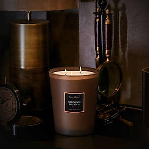 HomeLights Scented Candles | Large Jar Candle - 33.3 Oz. Natural Soy Aromatherapy Candles | Up to 70 Hours Burn Time with 3 Cotton Wicks, Home Decorative Fragrance Candles - Rosewood Macaron