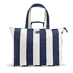 Fit & Fresh All The Things Weekender Bag for Women, Large Tote Bag For Women, Travel Bag For Women, Overnight Bag, Beach Bag, Extra Large Tote Bag With Compartments, Navy Stripe