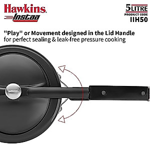 Hawkins 5 Litre Instaa Pressure Cooker, Induction Inner Lid Cooker, Tall Body Hard Anodised Cooker, Best Black Cooker, Black (IIH50)