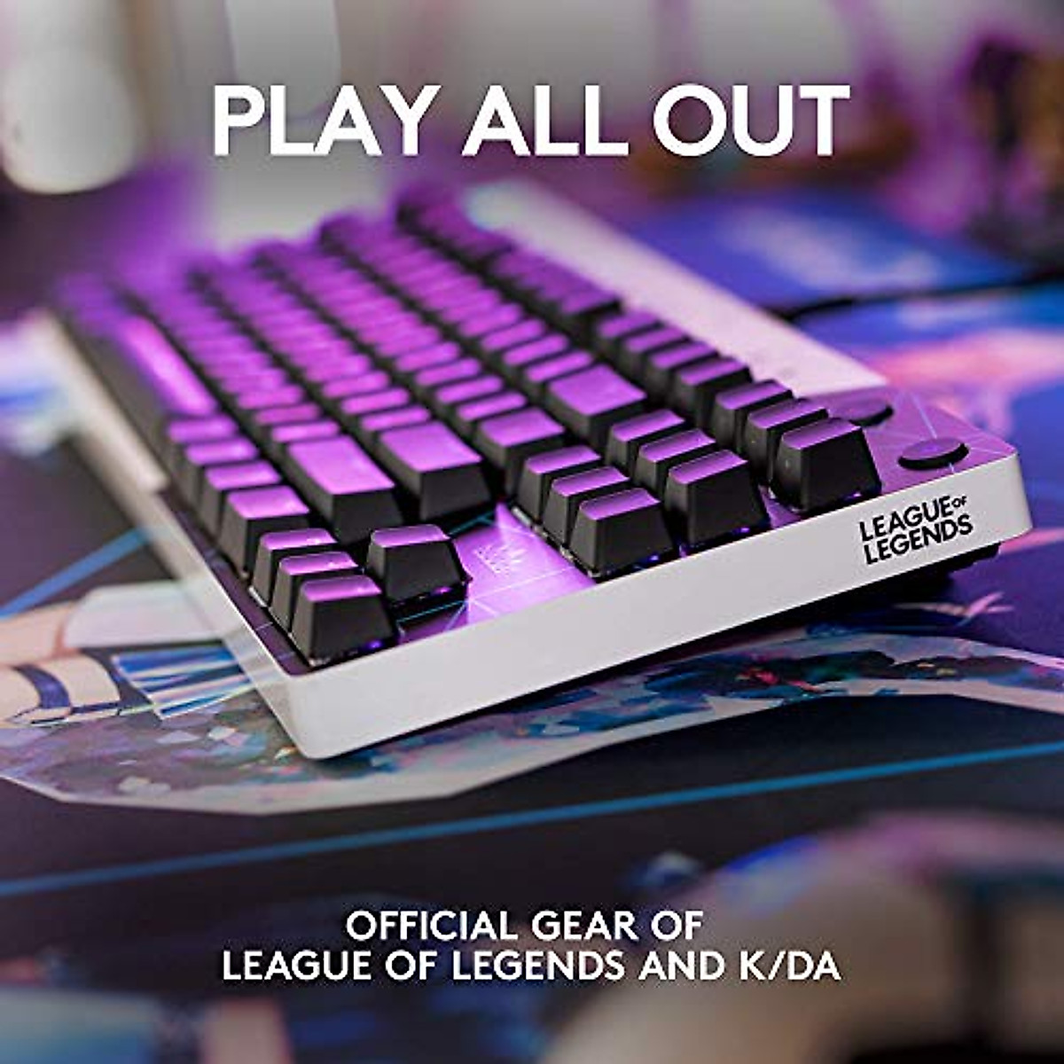 Logitech G PRO K/DA Mechanical Gaming Keyboard, Ultra-Portable Tenkeyless Design, Detachable Micro USB Cable, 16.8 Million Color LIGHTSYNC RGB backlit keys - Official League of Legends KDA Gaming Gear