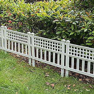 Gardenised Plastic Outdoor Decor Garden Flower Edger Fence, Border, Set of 4 Panels, White