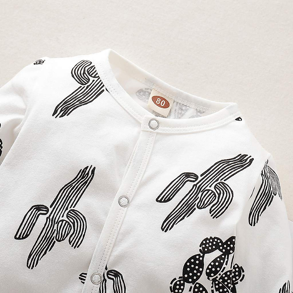 TMEEIHNSS Newborn Baby Boys Girls Bodysuit 2 Piece Set Infant Cactus Print Romper Jumpsuit Hat Outfits Sets (White, 0-3)