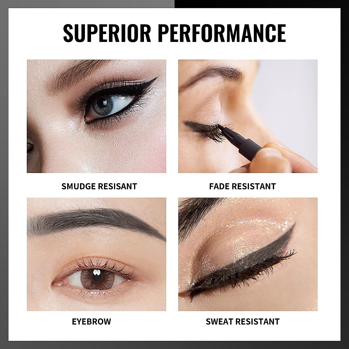 Erinde 12PCS Black Eyeliner Pencil Set, Soft Black Eye Liner Eyebrow pencil Waterproof Natural Matte Hypoallergenic Eyeliners Makeup Pencils, Easy to Color, Long Lasting, Halloween Makeup for Women