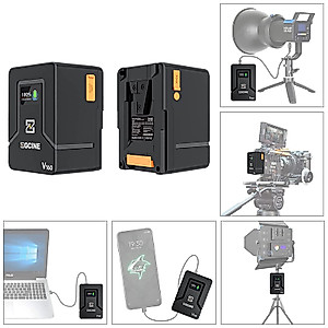 ZGCINE ZG-V160 V Mount Battery 14.8V 9600mAh 142Wh w/D-Tap/ USBC1/ USBC2 Outputs Power Bank for Video Cameras/Camera Monitor/LED Video Light/Smartphone and Other Digital Equipment,for Amaran 60D/60X
