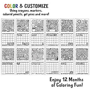Tiny Expressions - Coloring 2023 Calendar for Kids - Monthly Wall Calendar with Months, Days & Unique Illustrated Images to Color - Great Classroom Calendar and Activity Tracking Chart - Home Learning