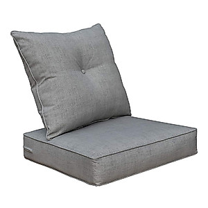 BOSSIMA Cushions for Patio Furniture, Outdoor Water Repellent Fabric, Deep Seat Pillow and High Back Design,Sliver/Light Grey