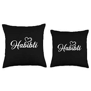 Habibi Motif Habibti Darling Heart Arabic Throw Pillow, 18x18, Multicolor