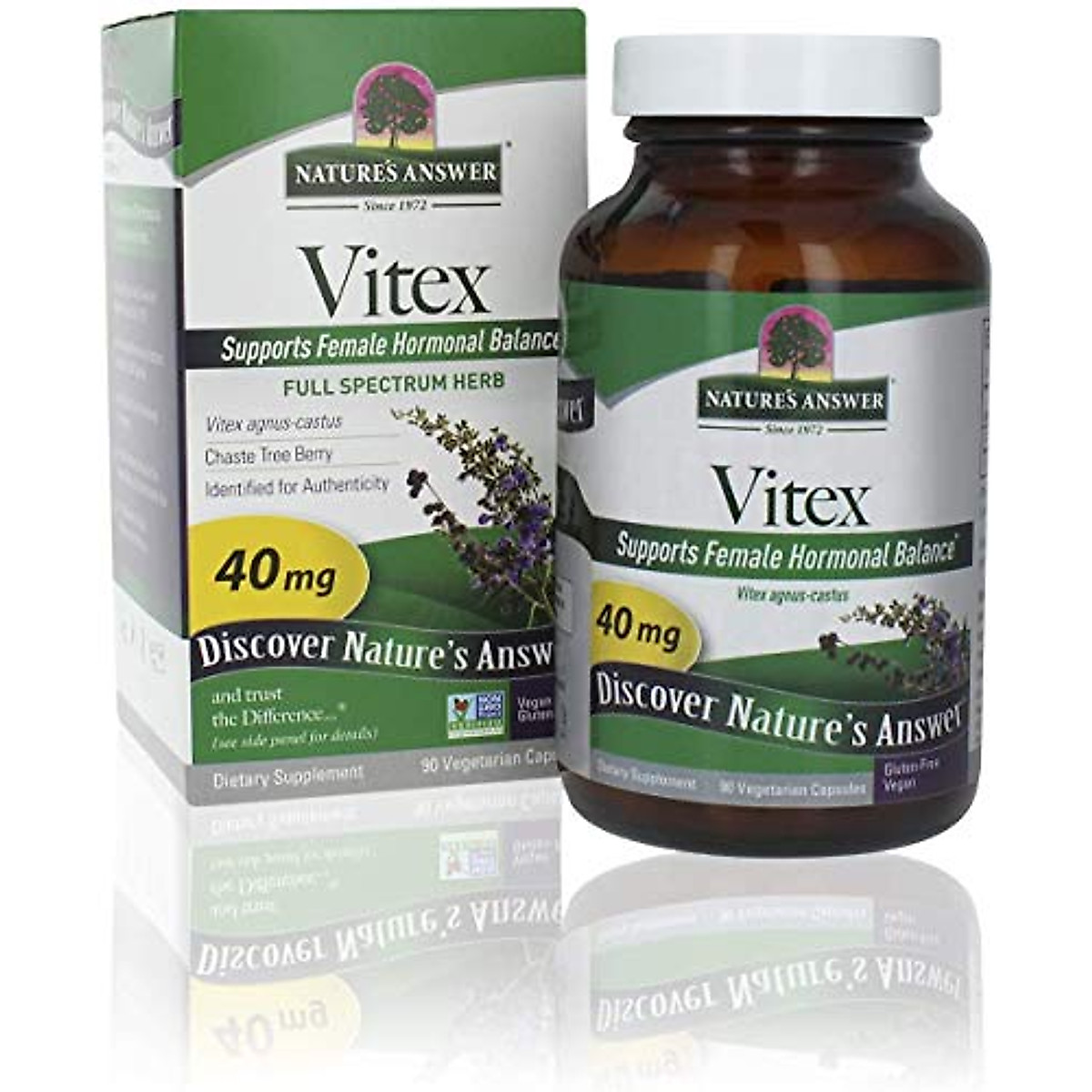 Nature's Answer Vitex Agnus-Castus Chastetree Berry 40mg 90-Capsules | Female Support Supplement | Glute-Free | Non-GMO | Vegan | Single Count