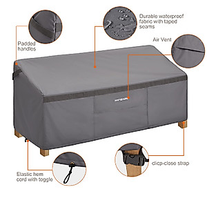 PATIOASIS Outdoor Furniture Cover Waterproof for Loveseat, 2-3 Seater Hampton Bay Patio Sofa Covers 79in L x 37in W x 35in H 600D Durable Patio Lawn Wicker Loveseat Covers