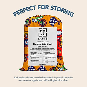 TAFTS Bamboo Crib Sheet Fitted, Girls Boys & Unisex 100% Organic Bamboo Crib Sheet for Standard Crib and Toddler Mattress, Super Soft, Cool, 360 Elasticized, (28" x 52" Racecar)